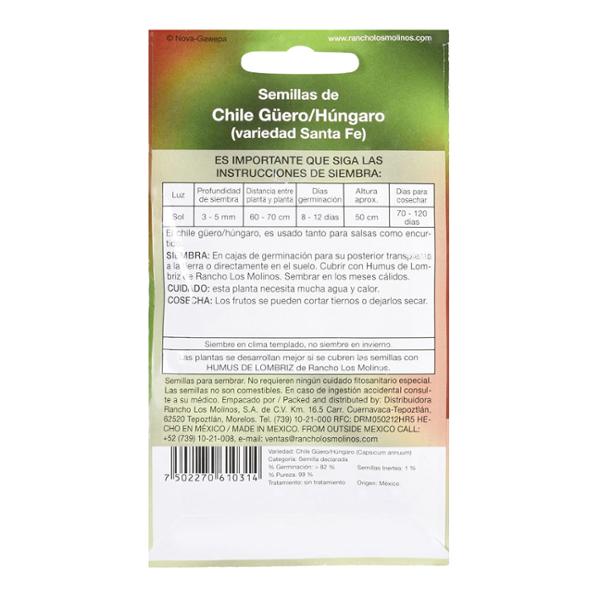 SEMILLA DE CHILE GÜERO/HÚNGARO 2.0 GR AMARILLO HORTAFLOR | The Home ...