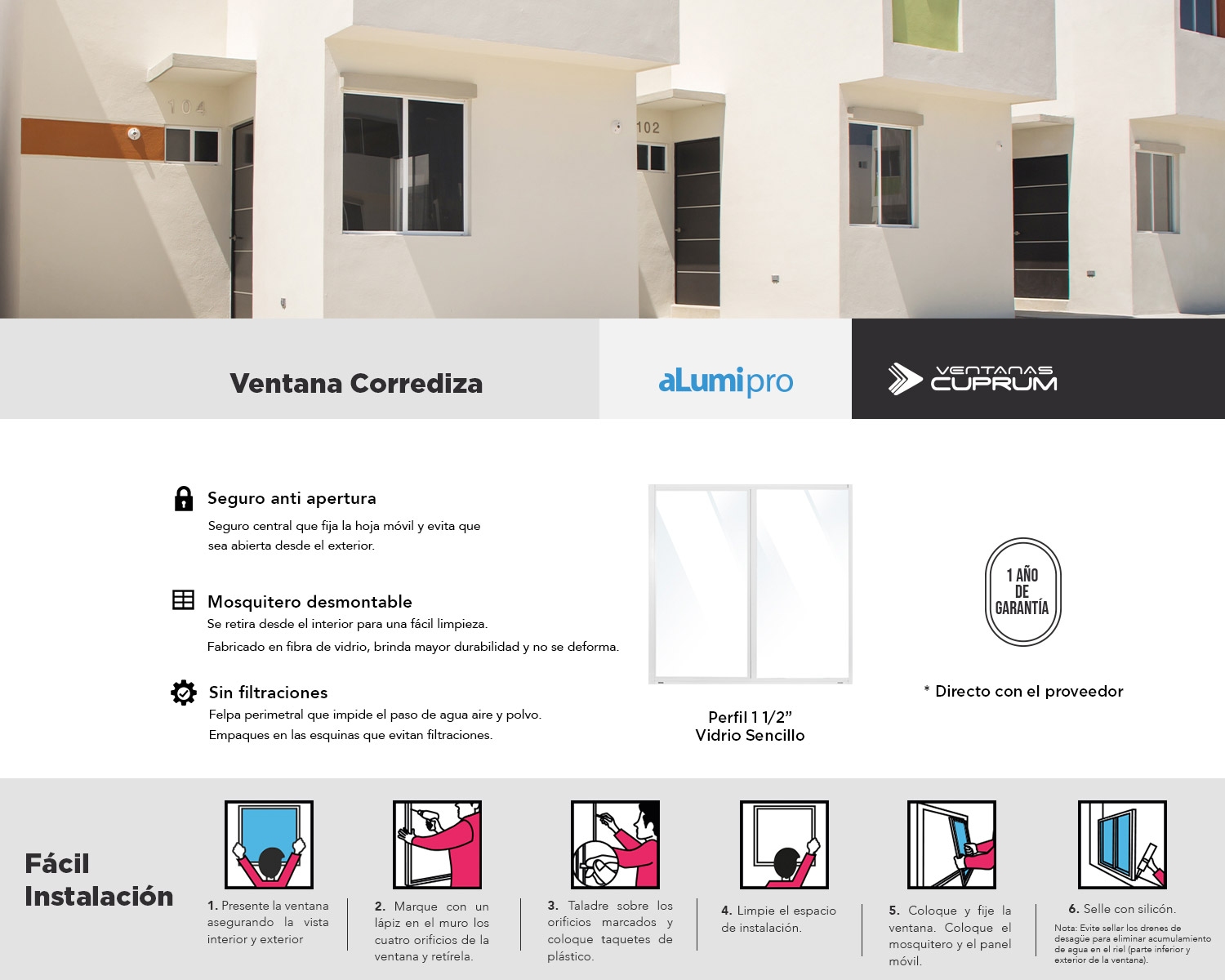 VENTANA CORREDIZA BLANCA 150 X 120 CM (ANCHOXALTO) | The Home Depot México