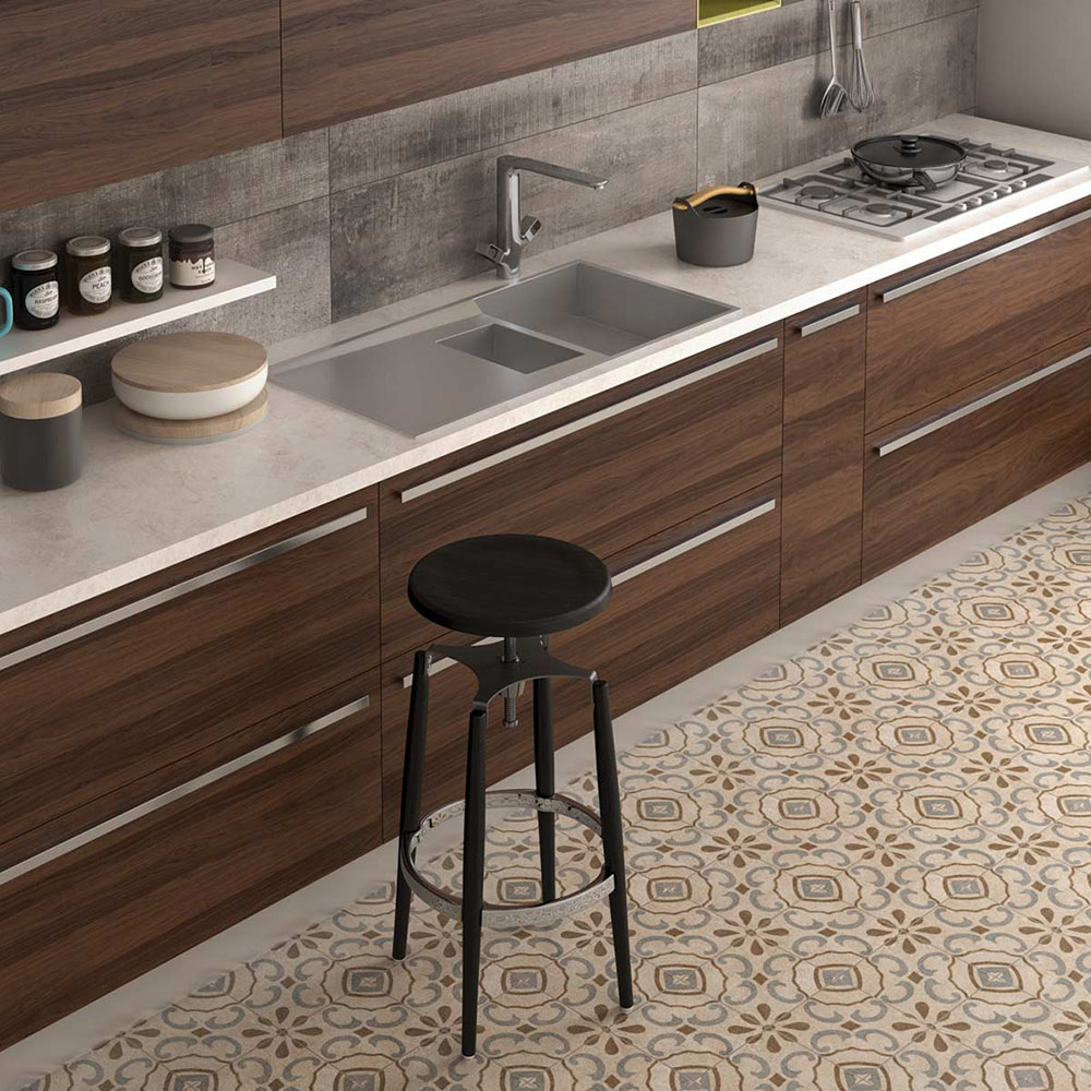 Piso Interceramic Cementine Antique Foglie 40X40 | The Home Depot ...