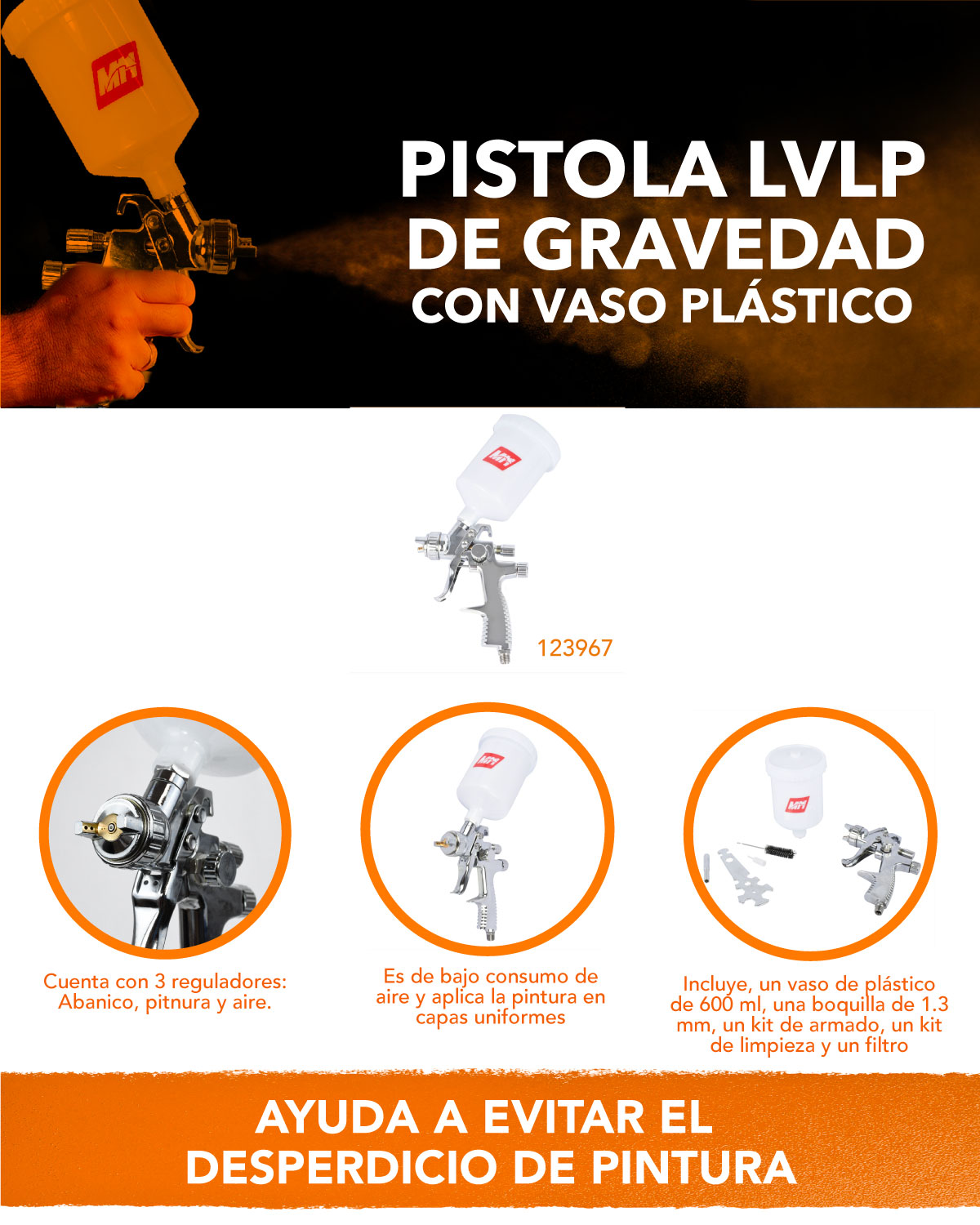 PISTOLA LVLP DE GRAVEDAD CON VASO DE PLÁSTICO | The Home Depot México