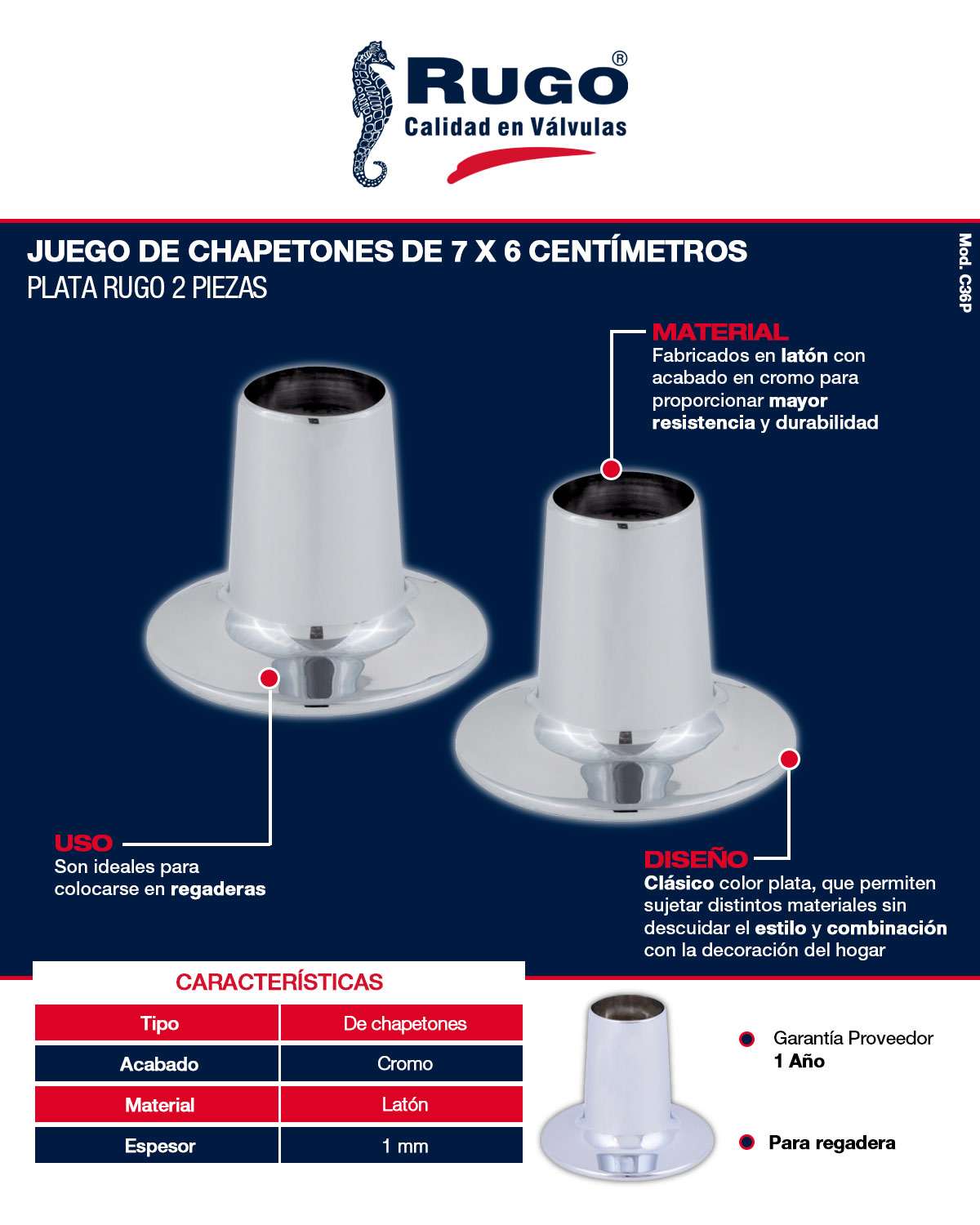 JUEGO DE CHAPETONES DE 7 X 6 CENTÍMETROS PLATA RUGO 2 PIEZAS | The Home ...