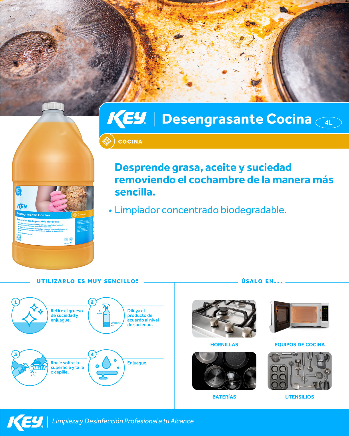 KEY DESENGRASANTE COCINA 4L | The Home Depot México