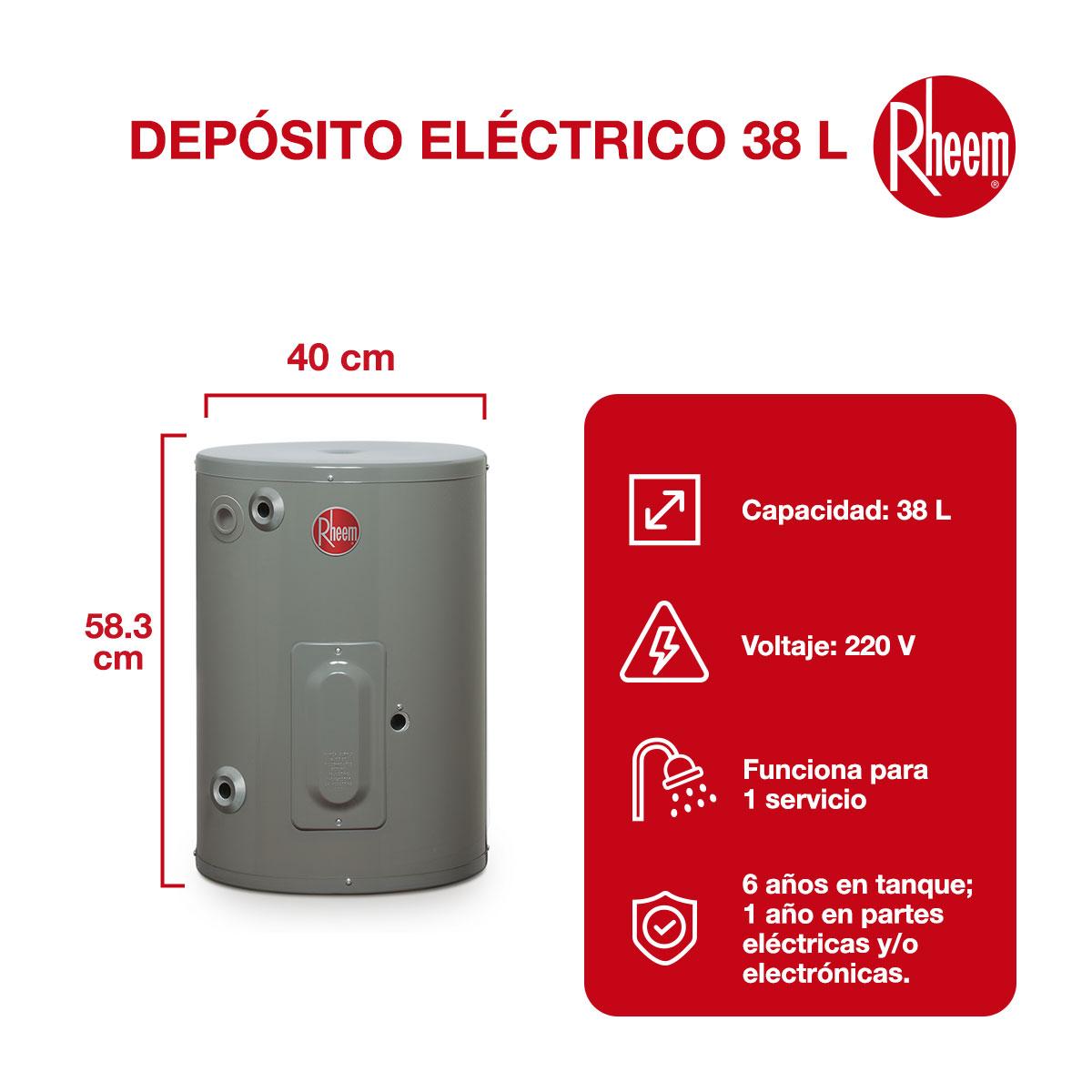 CALENTADOR DEPÓSITO ELÉCTRICO RHEEM 1 SERVICIO 38 L 110 V | The Home ...