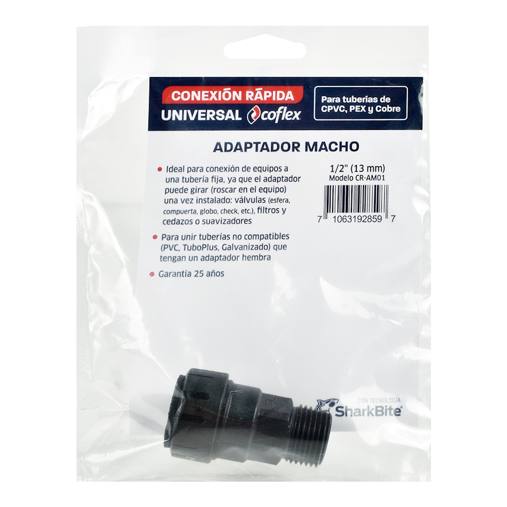 ADAPTADOR MACHO DE 1/2 PULGADA NEGRO COFLEX | The Home Depot México - Ventas a profesionales