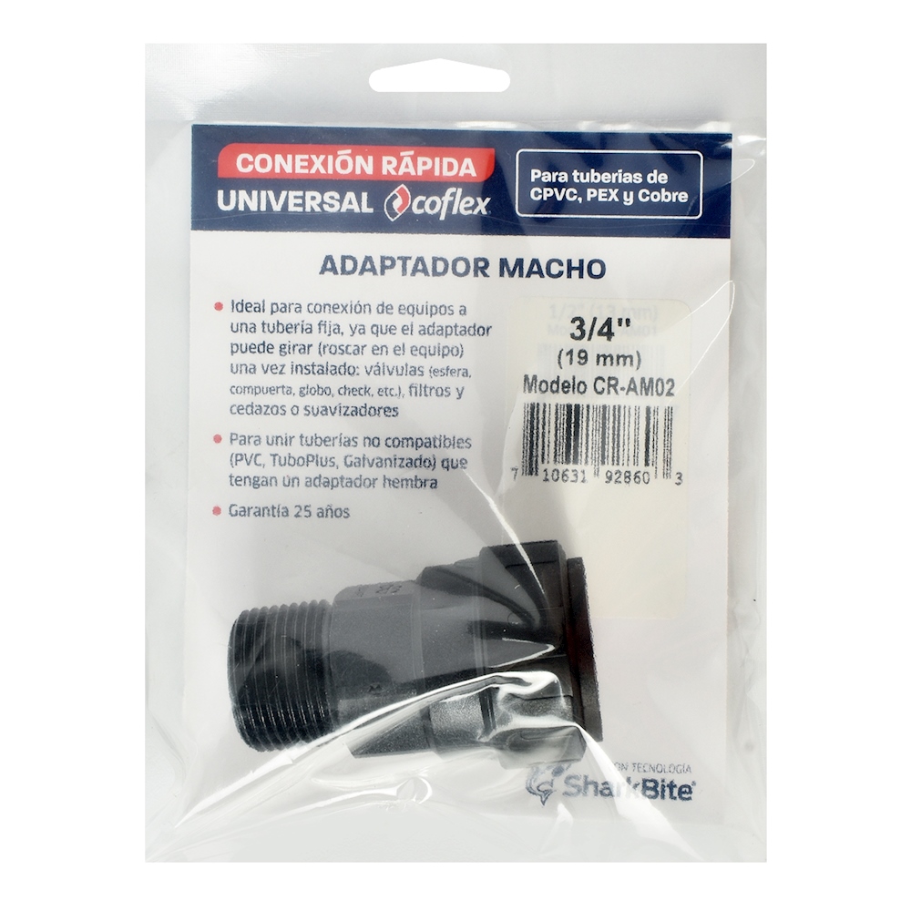 ADAPTADOR MACHO DE 3/4 DE PULGADA DE CONEXIÓN RÁPIDA NEGRO COFLEX | The Home Depot México