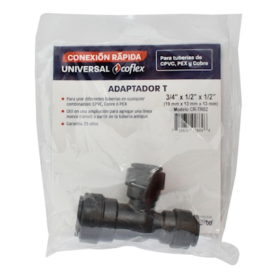 REDUCCIÓN T 3/4 X 1/2 X 1/2 PULGADA NEGRO COFLEX | The Home Depot México
