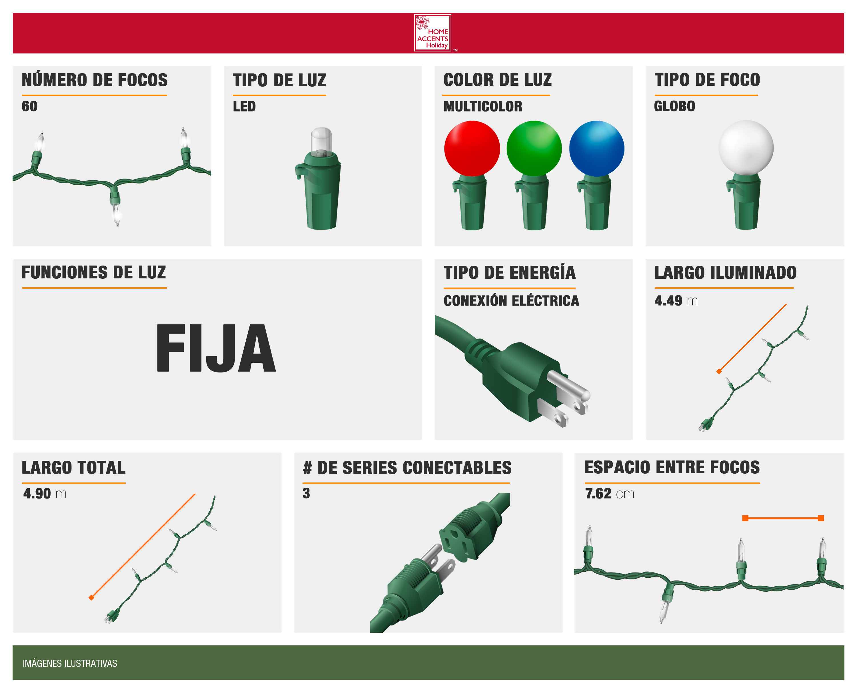 SERIE DE 60 LUCES LED MULTICOLOR | The Home Depot México