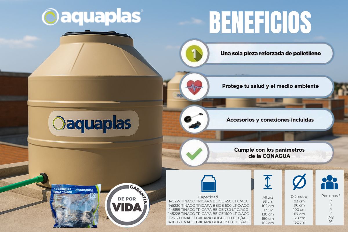 TINACO TRICAPA 1100 L AQUAPLAS | The Home Depot México