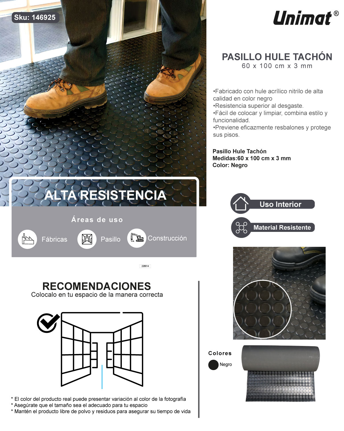 TAPETE DE PASILLO DE TACH N 60 CM X 1 M NEGRO The Home Depot M xico TAPETE DE PASILLO DE TACH N 60 CM X 1 M NEGRO The Home Depot M xico