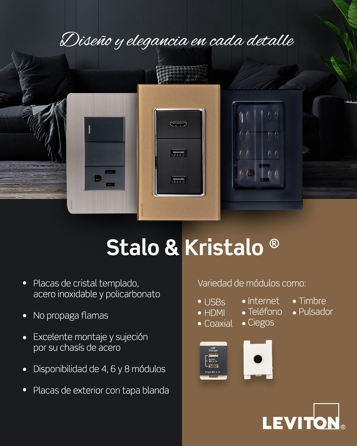 CONTACTO DÚPLEX 3/3 DE PULGADA NEGRO LEVITON | The Home Depot México