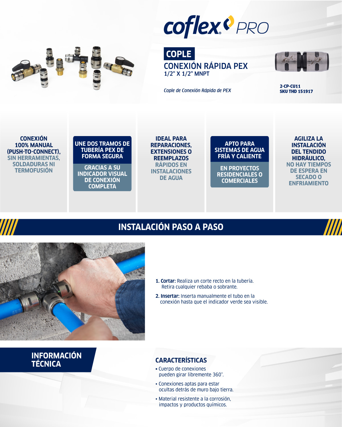 COPLE UNIÓN 1/2 PULGADA PLATA COFLEX | The Home Depot México