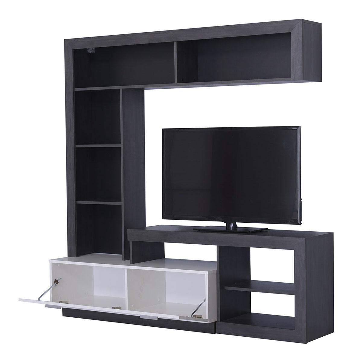 CENTRO DE ENTRETENIMIENTO DE MELAMINA 170.5 X 170.5 X 41.5 CM GRIS ...