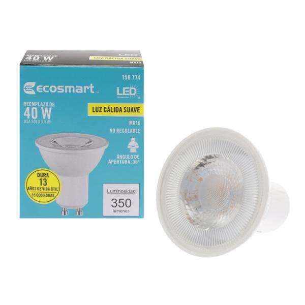 FOCO LED MR16 ECOSMART 3.5 W 350 LÚMENES LUZ AMARILLA | The Home Depot ...