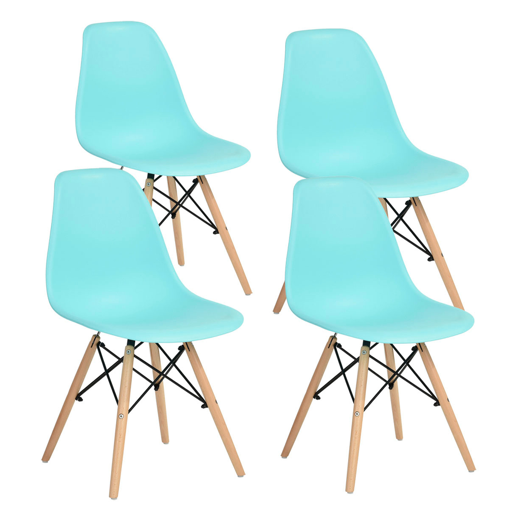 SET DE SILLAS DE PLÁSTICO 81.5 X 45 X 52.5 CM AZUL TURQUESA 4 PIEZAS ...