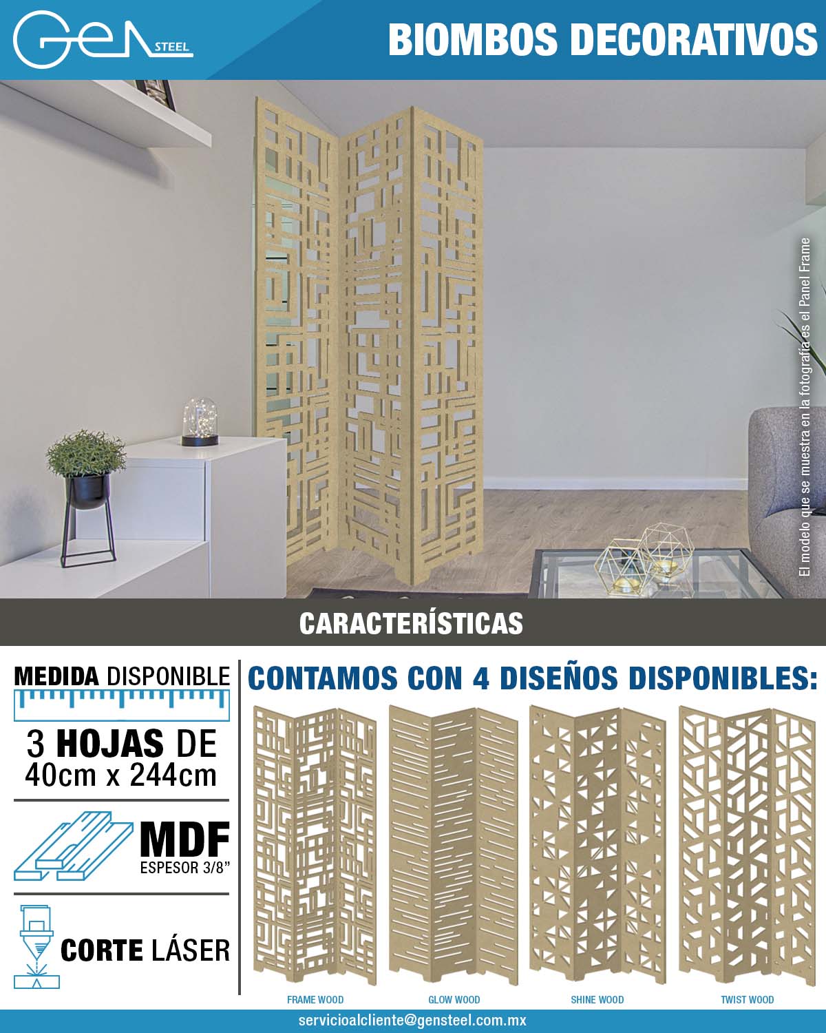 BIOMBO MDF FRAME WOOD 120X244CM NATURAL | The Home Depot México