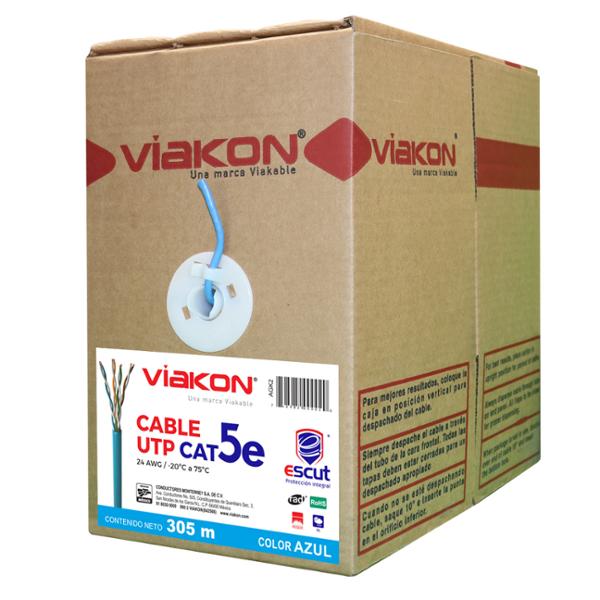 CABLE UTP ESCUT 4P CAT5E AZ 305M VIAKON | The Home Depot México