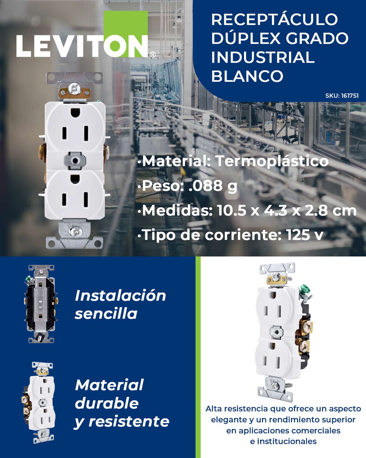CONTACTO DÚPLEX BLANCO LEVITON | The Home Depot México