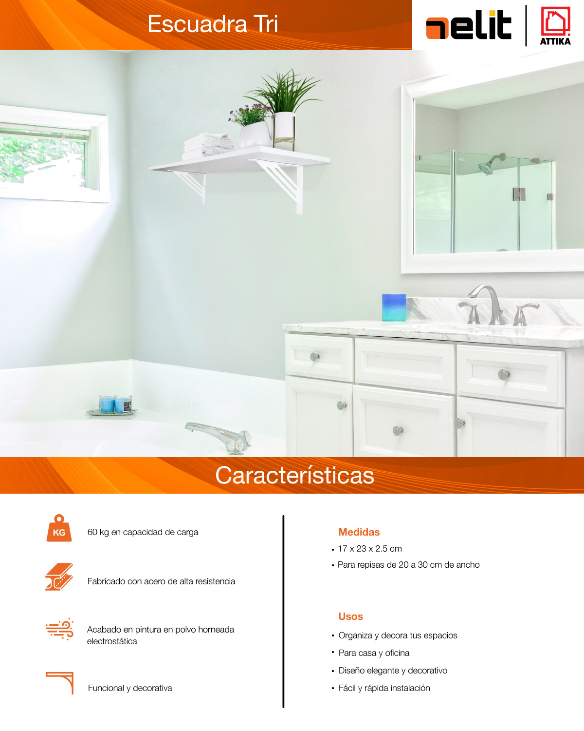 ESCUADRA ELIT TRI BLANCO 17X23 CM | The Home Depot México