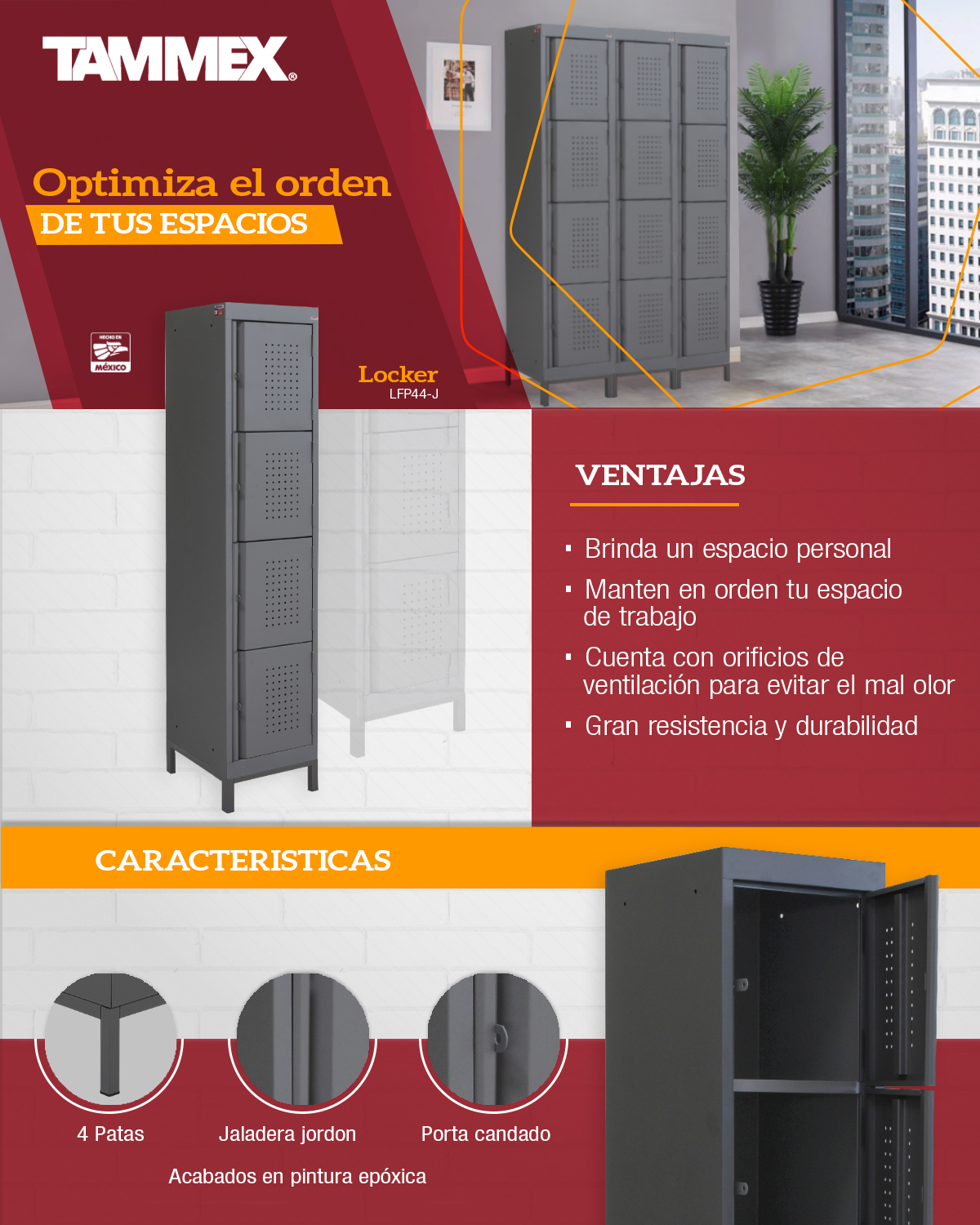 LOCKER CON 4 ESPACIOS GRIS | The Home Depot México