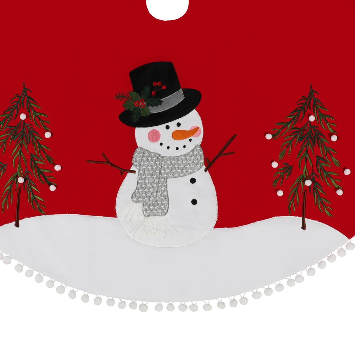 PIE DE ÁRBOL NAVIDEÑO MUÑECO DE NIEVE ROJO 1.3 M | The Home Depot México