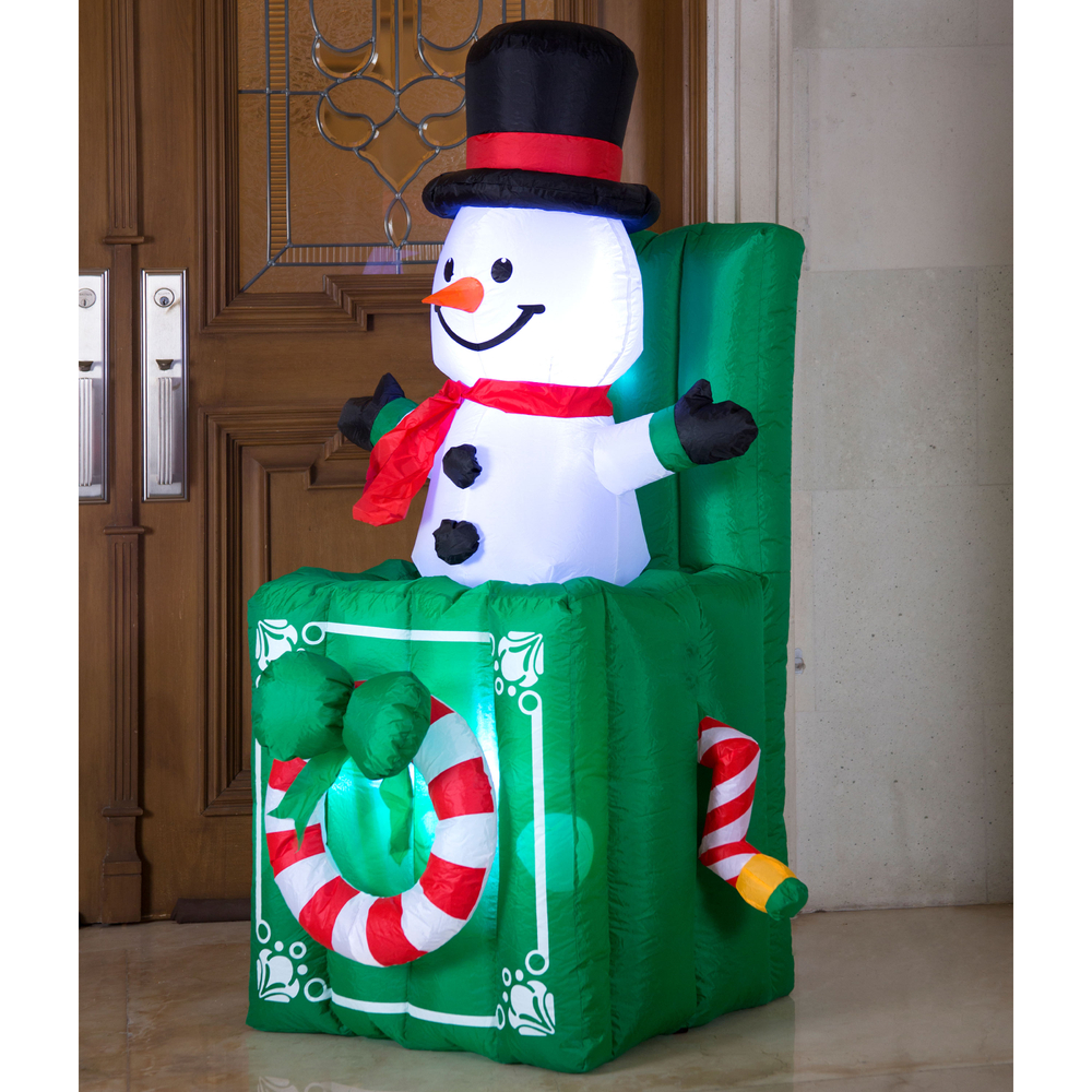 INFLABLE MUÑECO DE NIEVE NAVIDEÑO ILUMINADO Y ANIMADO 1.52 M | The Home ...