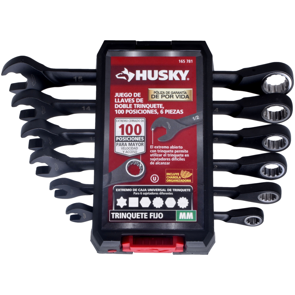 JUEGO DE LLAVES COMBINADAS DE DOBLE TRINQUETE ACERO HUSKY 6 PIEZAS | The Home Depot México