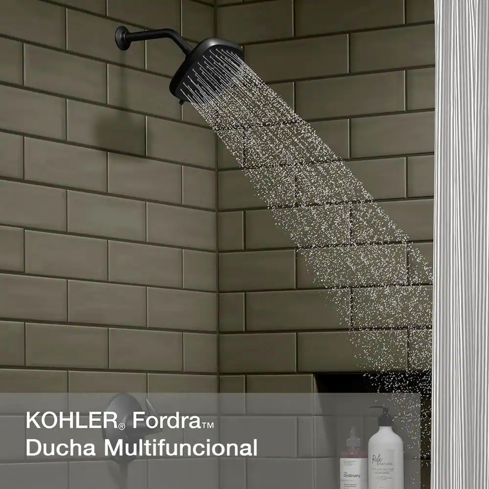 REGADERA FIJA MULTIFUNCIÓN FORDRA NEGRO CON HIDROMASAJE KOHLER | The ...