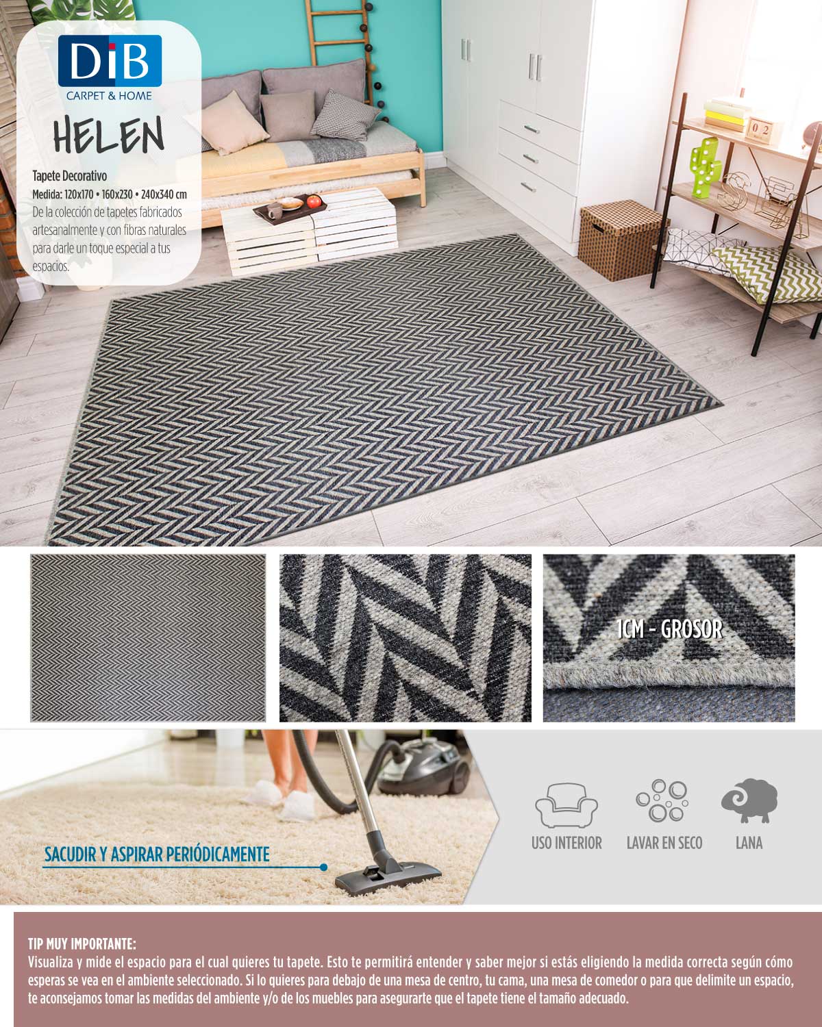 TAPETE DECORATIVO HELEN DARK GREY 240X340 CM | The Home Depot México