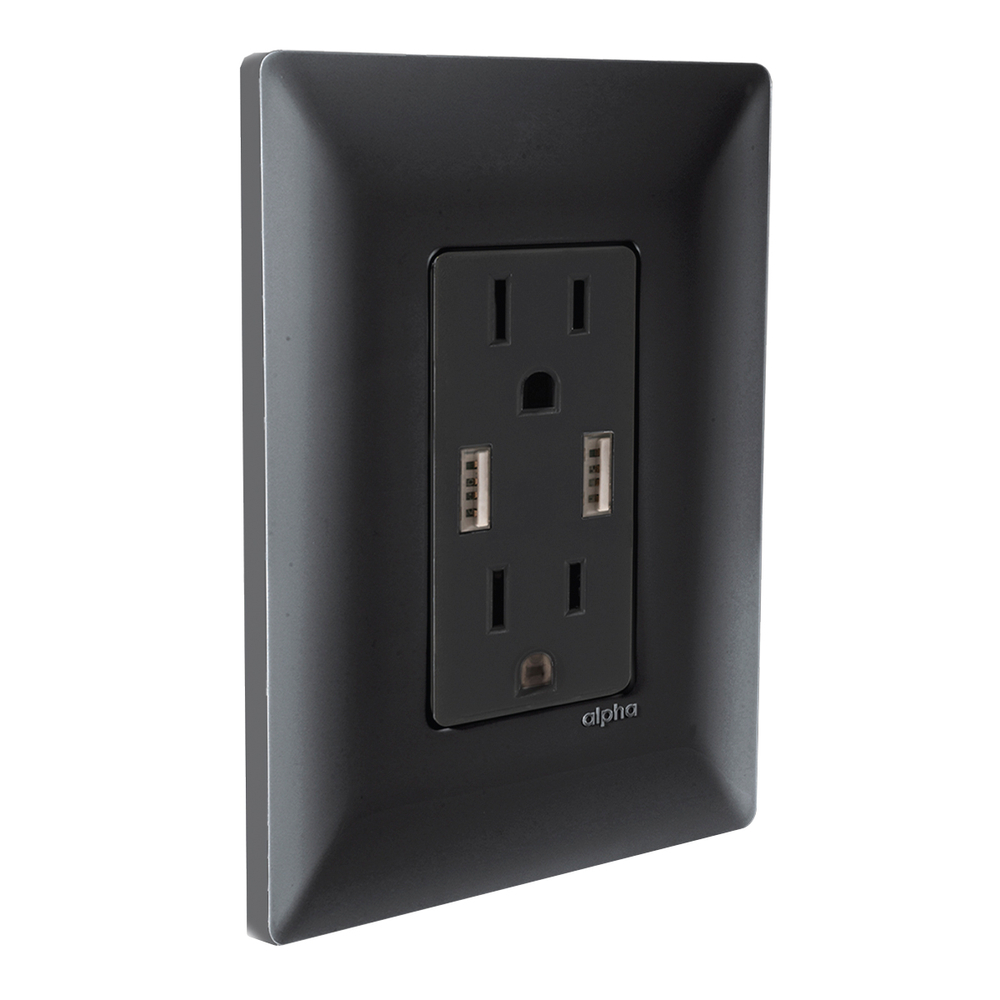 CONTACTO DÚPLEX CON USB NEGRO ESTÉVEZ | The Home Depot México