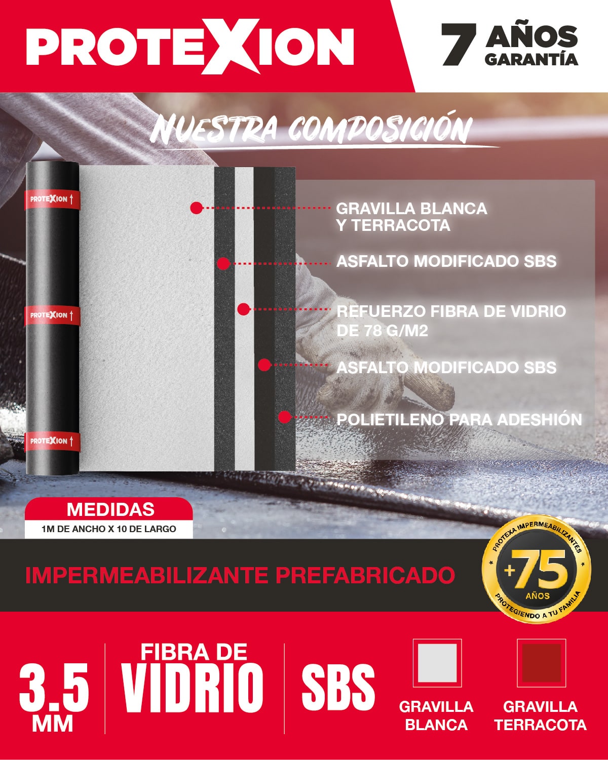 PROTEXION SBS 3.5MM FV COLOR TERRACOTA | The Home Depot México