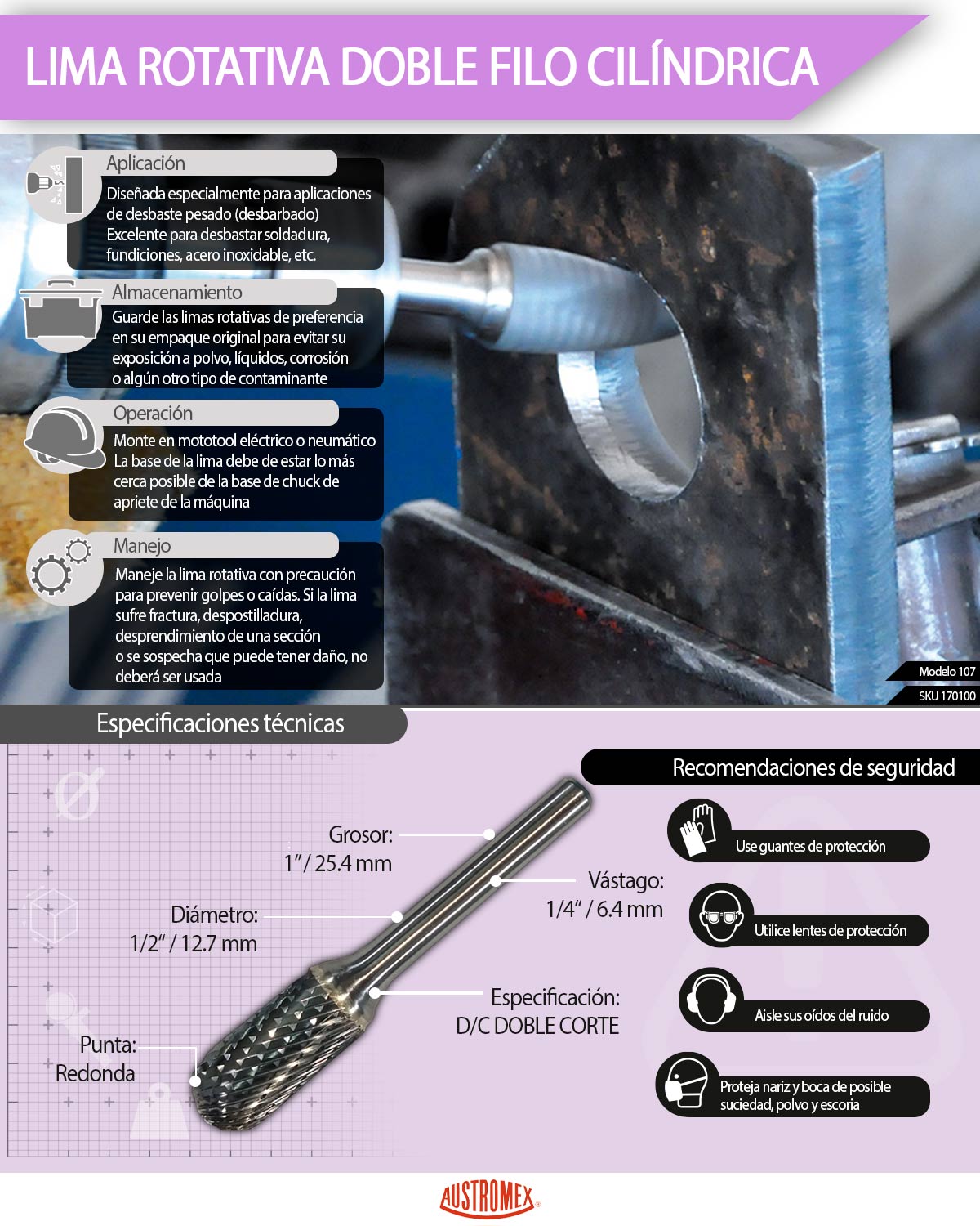 LIMA ROTATIVA DE DOBLE FILO PARA DESBASTE 1.27 cm 5 PIEZAS | The Home ...