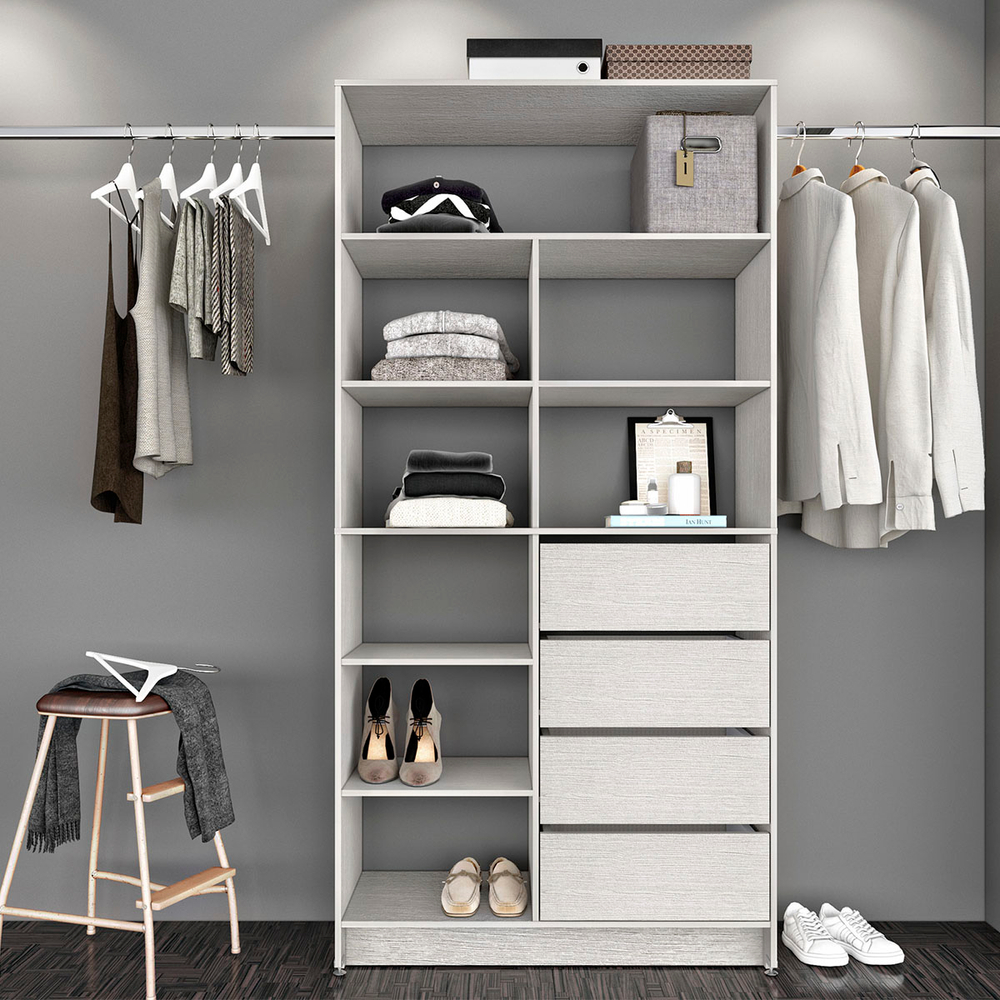 CLOSET 4 CAJONES CON ENTREPAÑERA 1.80 X 2.70 M X 39 CM BLANCO | The Home Depot México