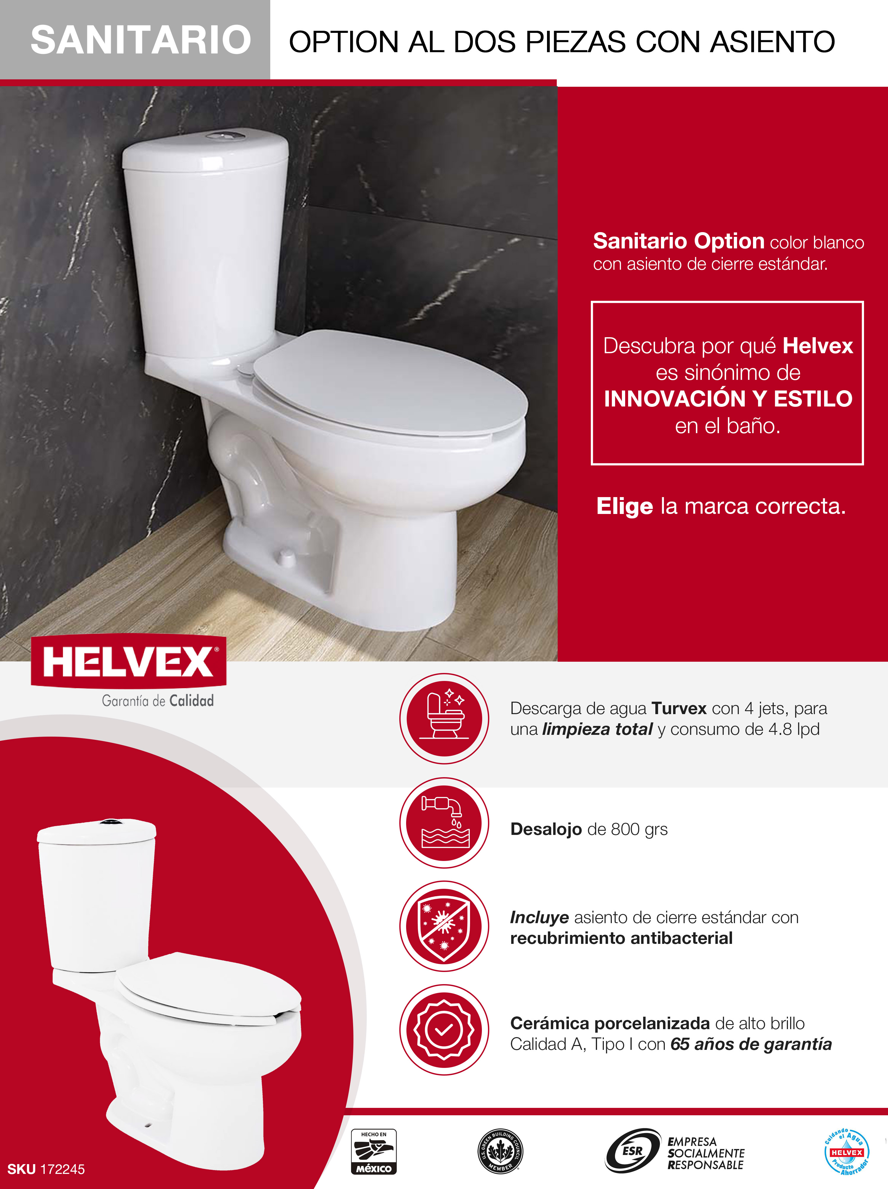 SANITARIO DE 2 PIEZAS OPTION | The Home Depot México