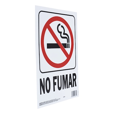 LETRERO NO FUMAR DE 30.2 X 21.7 CM BLANCO | The Home Depot México