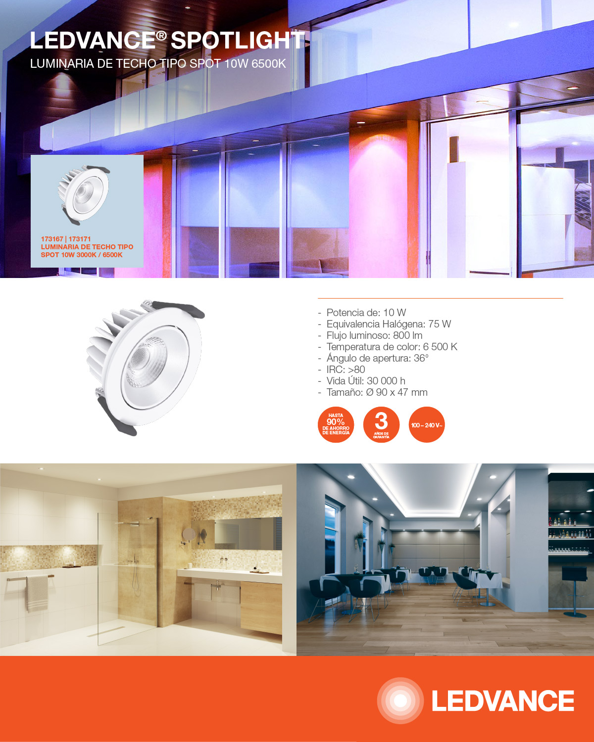 LUMINARIA DE TECHO TIPO SPOT 10W 6500K | The Home Depot México