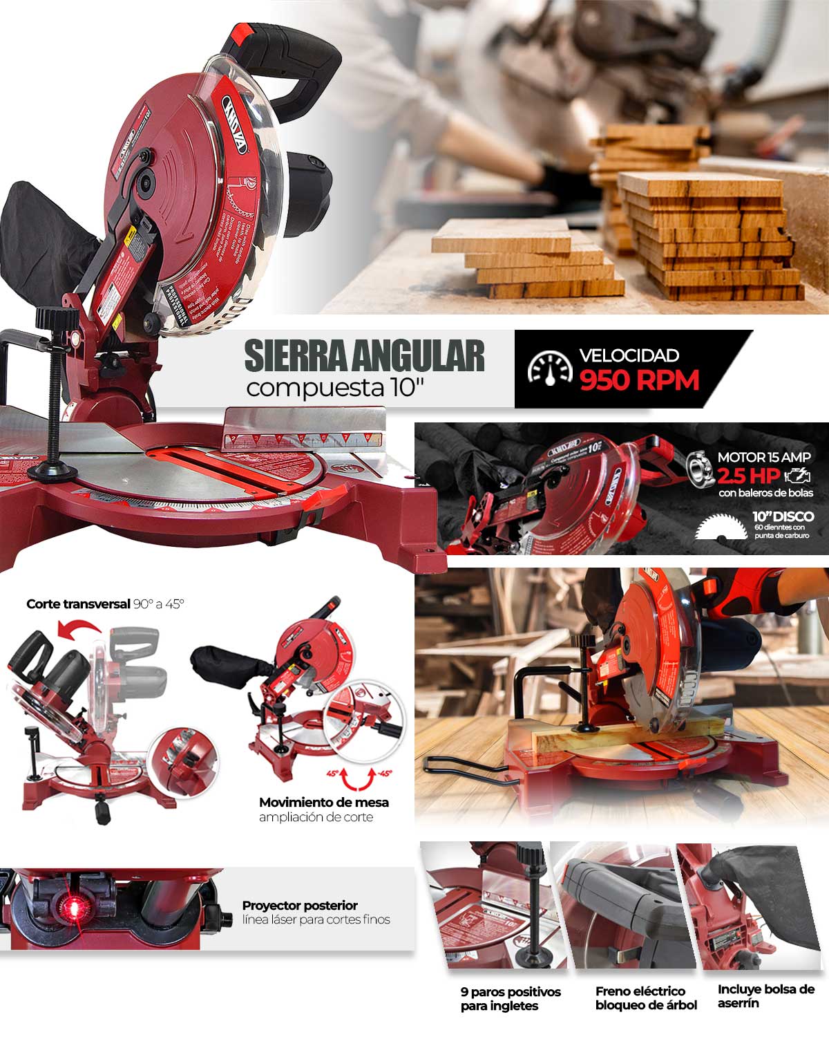 SIERRA INGLETE 10 PULGADAS 4,800 R.P.M | The Home Depot México