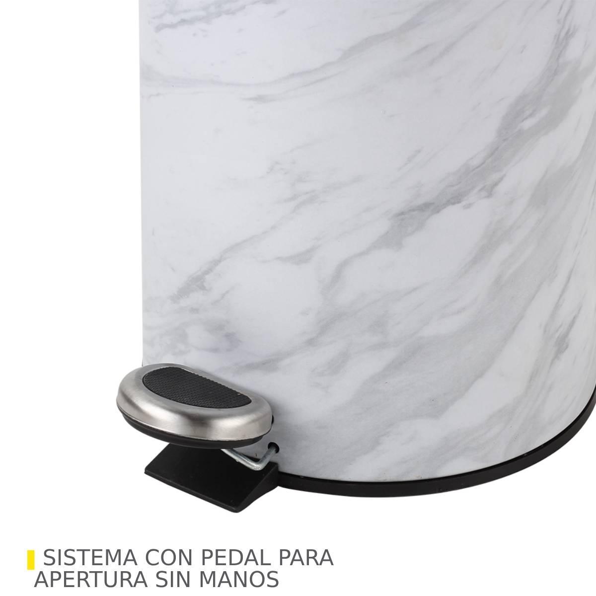 BOTE DE BASURA MARBLE METAL CON PEDAL Y TAPA 5 L | The Home Depot ...
