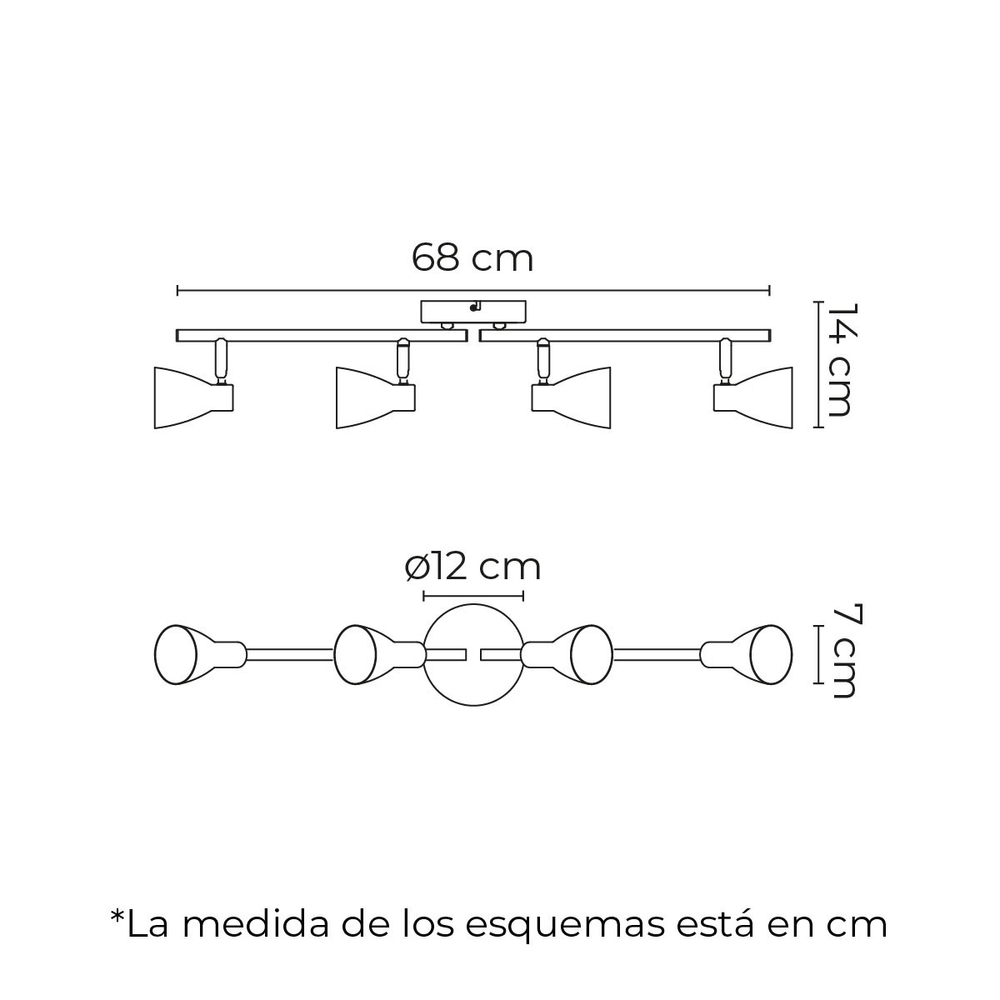 Lámpara de techo estilo riel 4 luces moderna de sobreponer. Decorativo ...