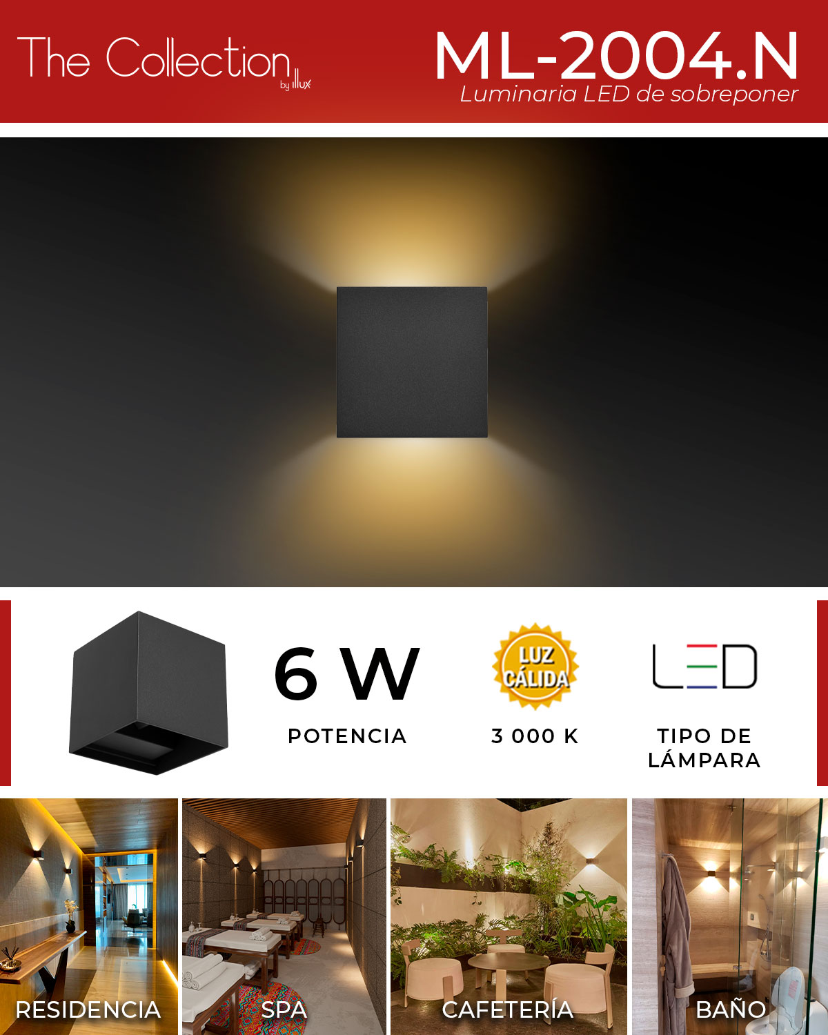 Lámpara de muro Luz directa y indirecta 6 W | The Home Depot México