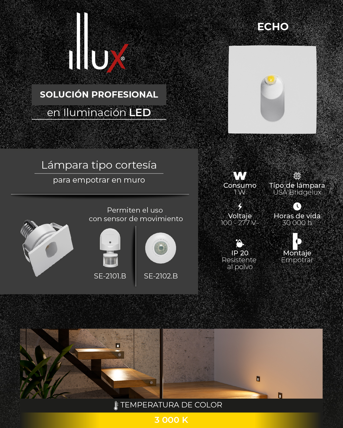 Lámpara Illux para empotrar en muro LED de 1W ML-2301 | The Home Depot ...