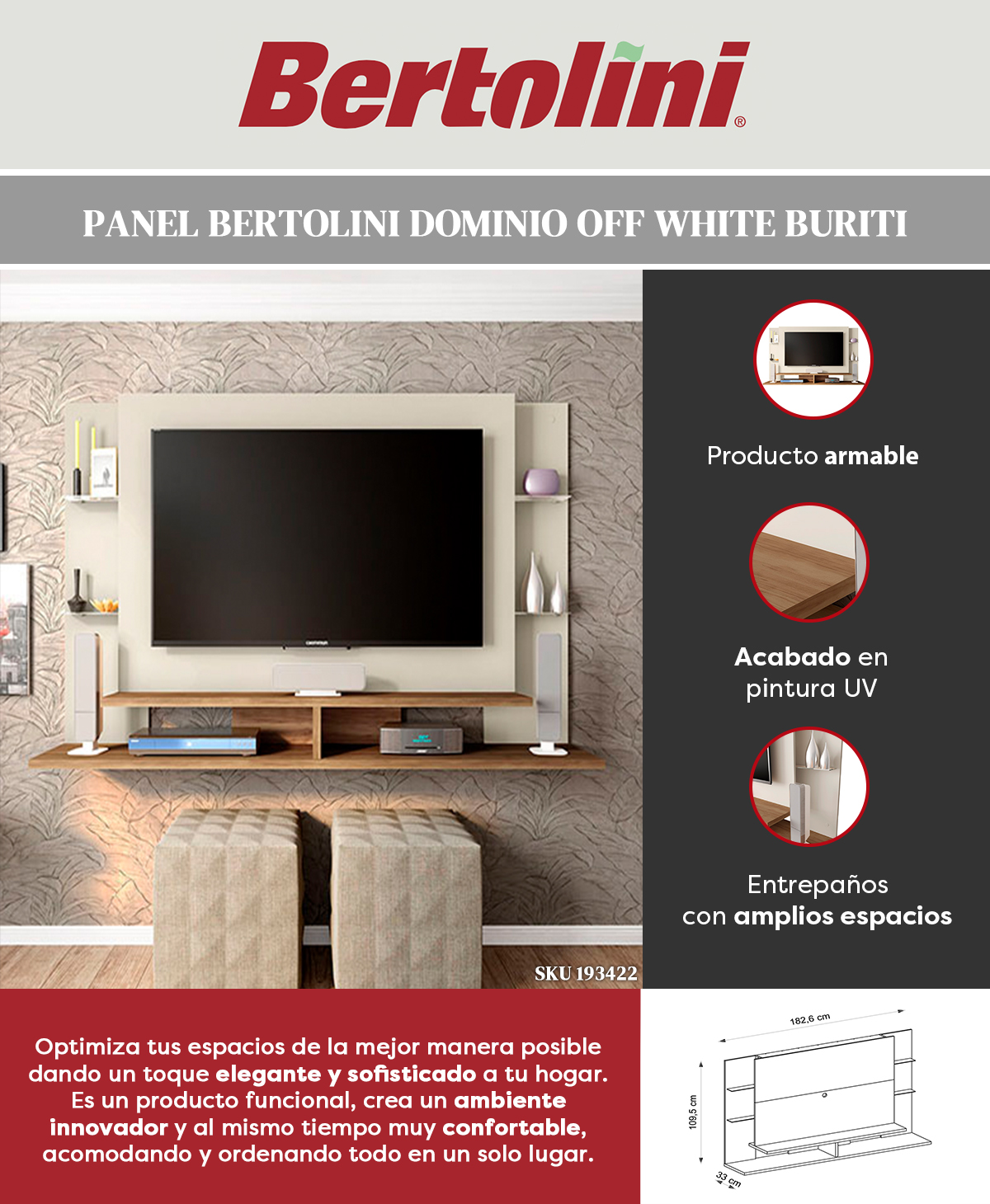 PANEL BERTOLINI DOMINIO OFF WHITE BURITI | The Home Depot México