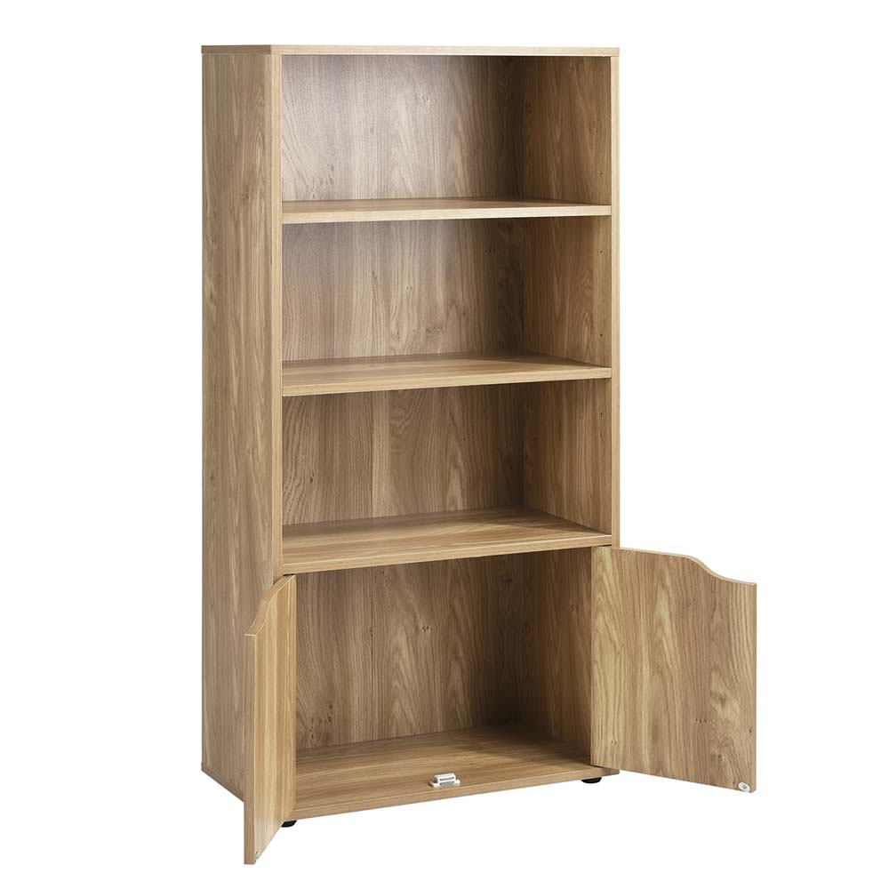 ESTANTE DE EXHIBICIÓN INDEPENDIENTE 3 NIVELES CON 2 PUERTAS MARRÓN Y ...