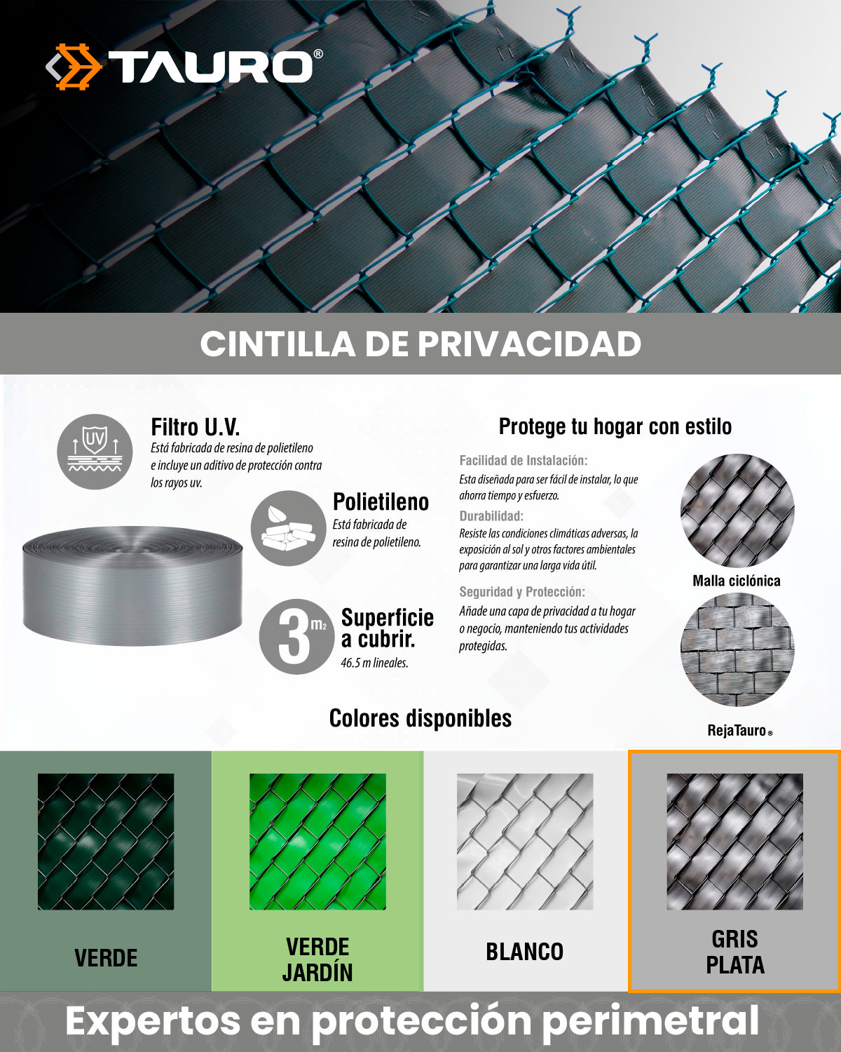 ROLLO DE CINTILLA DE PLÁSTICO DE PRIVACIDAD 3 M2 GRIS PLATA | The Home ...