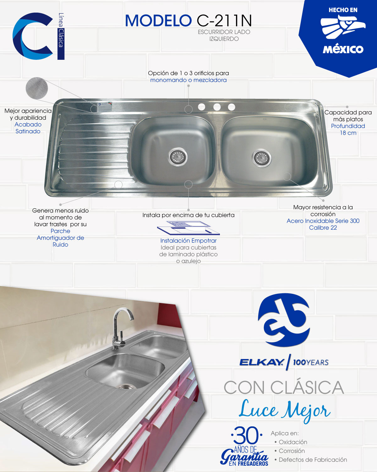 TARJA EB 2 TINAS C/ESCURRIDOR IZQ. 144 X 54 CM EMPOTRAR | The Home ... TARJA EB 2 TINAS C/ESCURRIDOR IZQ. 144 X 54 CM EMPOTRAR | The Home ...