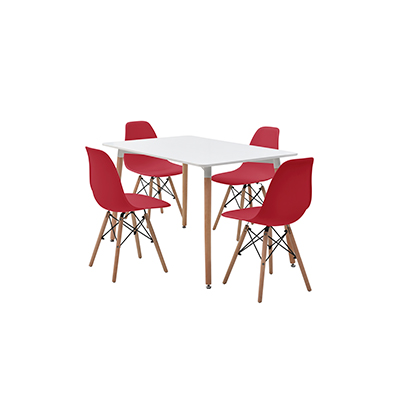 COMEDOR LONDON CON 4 SILLAS OSLO COLOR BLANCO Y ROJO | The Home Depot ...