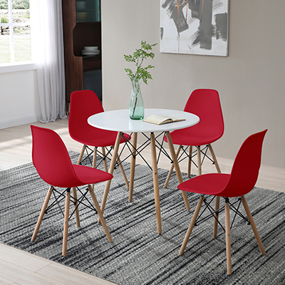 COMEDOR CHAD CON 4 SILLAS OSLO COLOR BLANCO Y ROJO | The Home Depot México