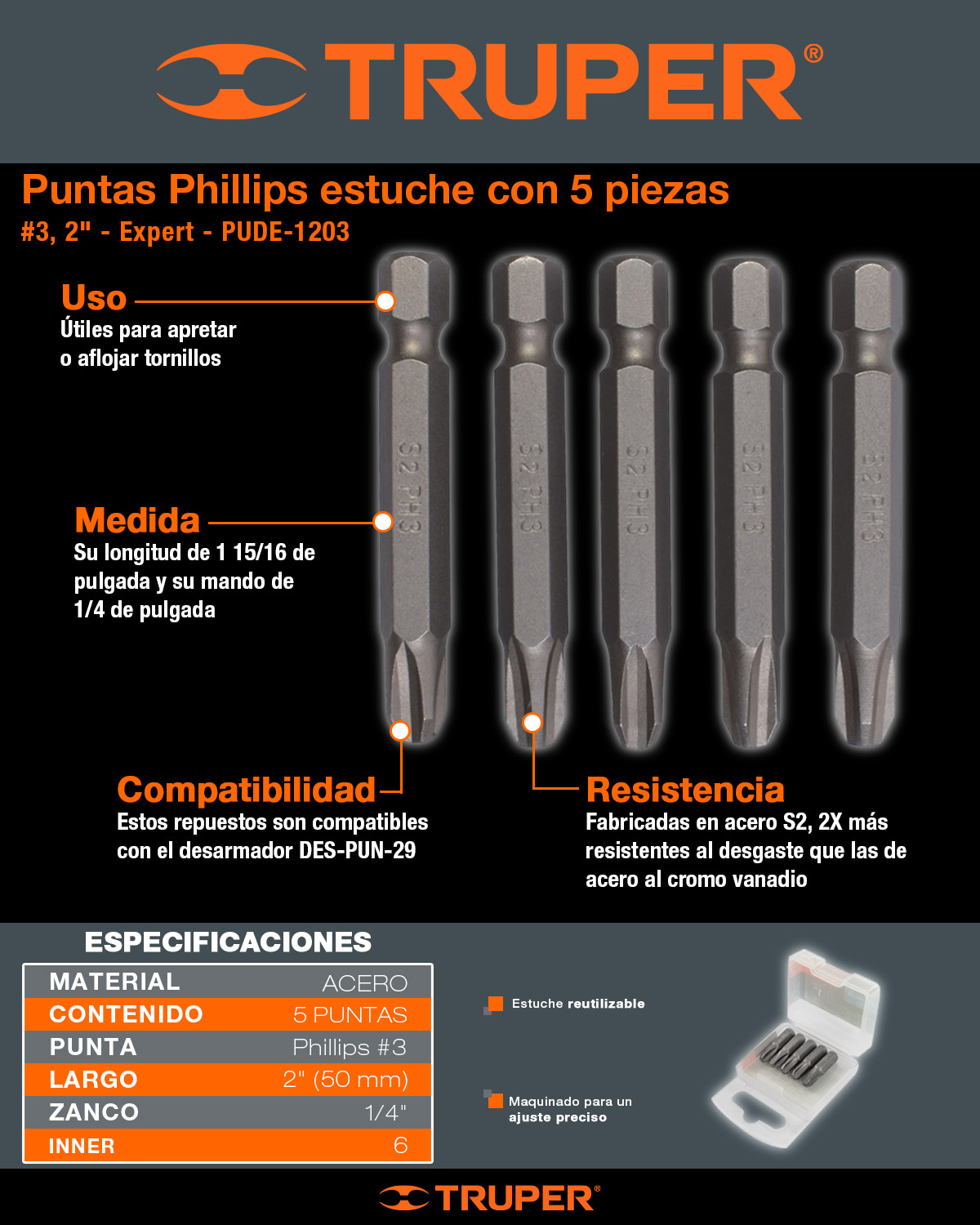 PUNTAS EN CRUZ PARA DESARMADOR 5 PIEZAS | The Home Depot México