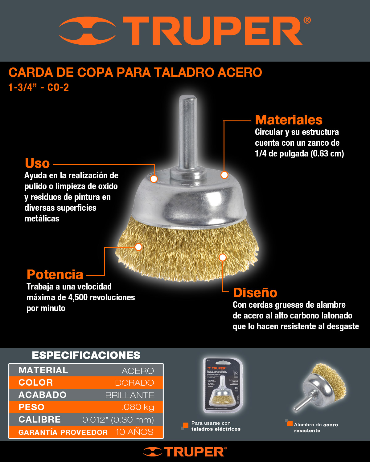 CARDA DE COPA PARA TALADRO ACERO DE 1-3/4 DE PULGADA | The Home Depot ...