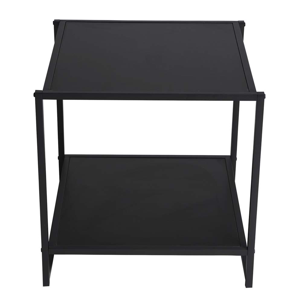 MESA DE NOCHE CON 2 ALMACENAMIENTO NIVELES BURÓS 51X51X51CM NEGRO | The ...