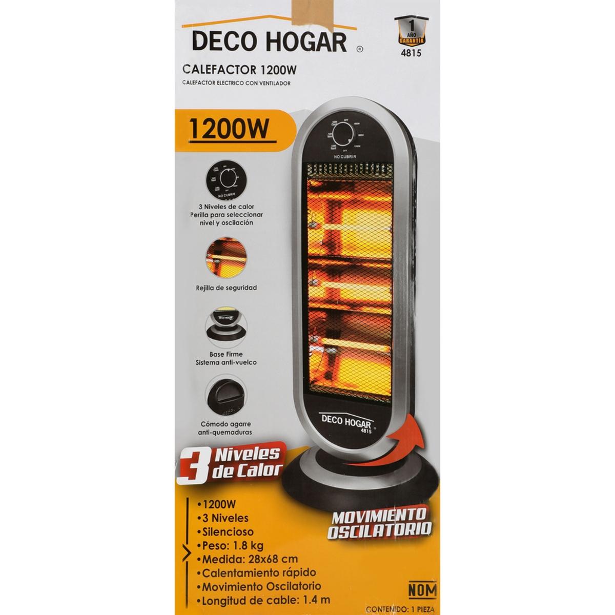 CALEFACTOR ELÉCTRICO DE RADIACIÓN PORTÁTIL 15 M2 NEGRO OSCILATORIO ...